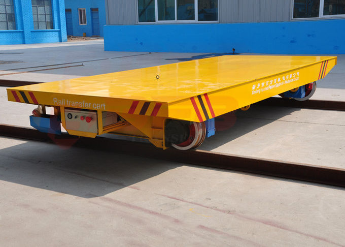 Concrete factory floor flatbed rail car with turning system